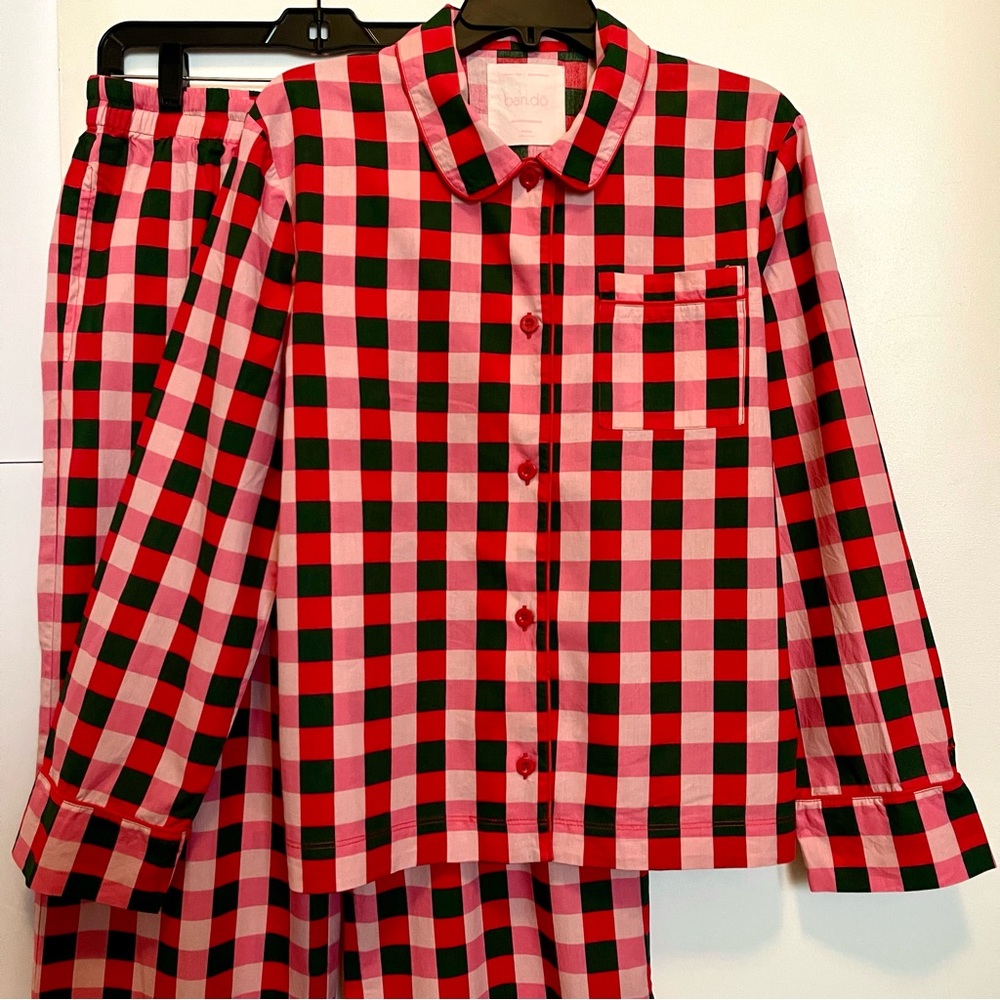 Ban.Do Pink Green Buffalo Plaid Cotton Christmas Paja… - Gem